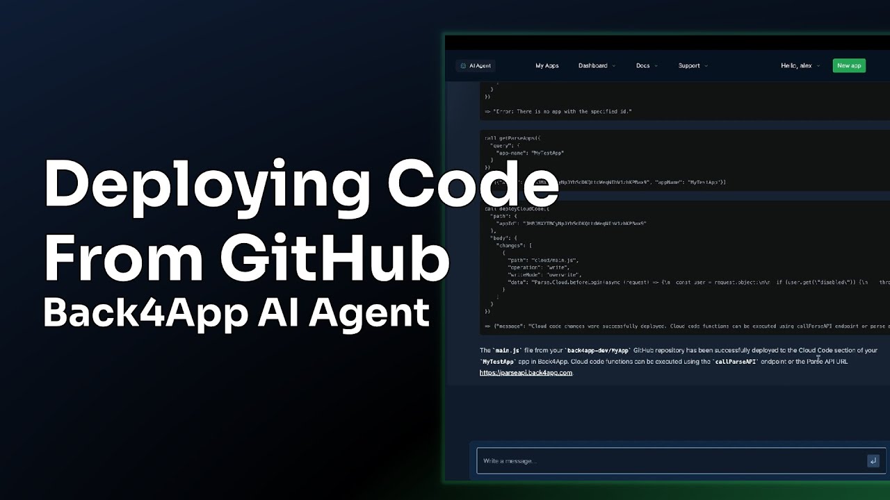 Deploying Code From Github Using Back4app Ai Agent Youtube