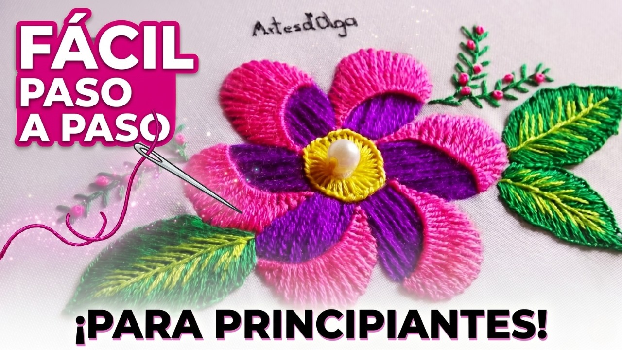 Bordado A Mano Puntada Fantasía Flor Para Principiantes Youtube