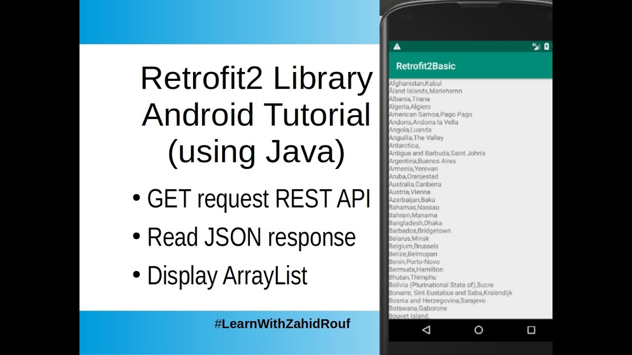 Retrofit2 Android Tutorial Get Request Rest Api Youtube