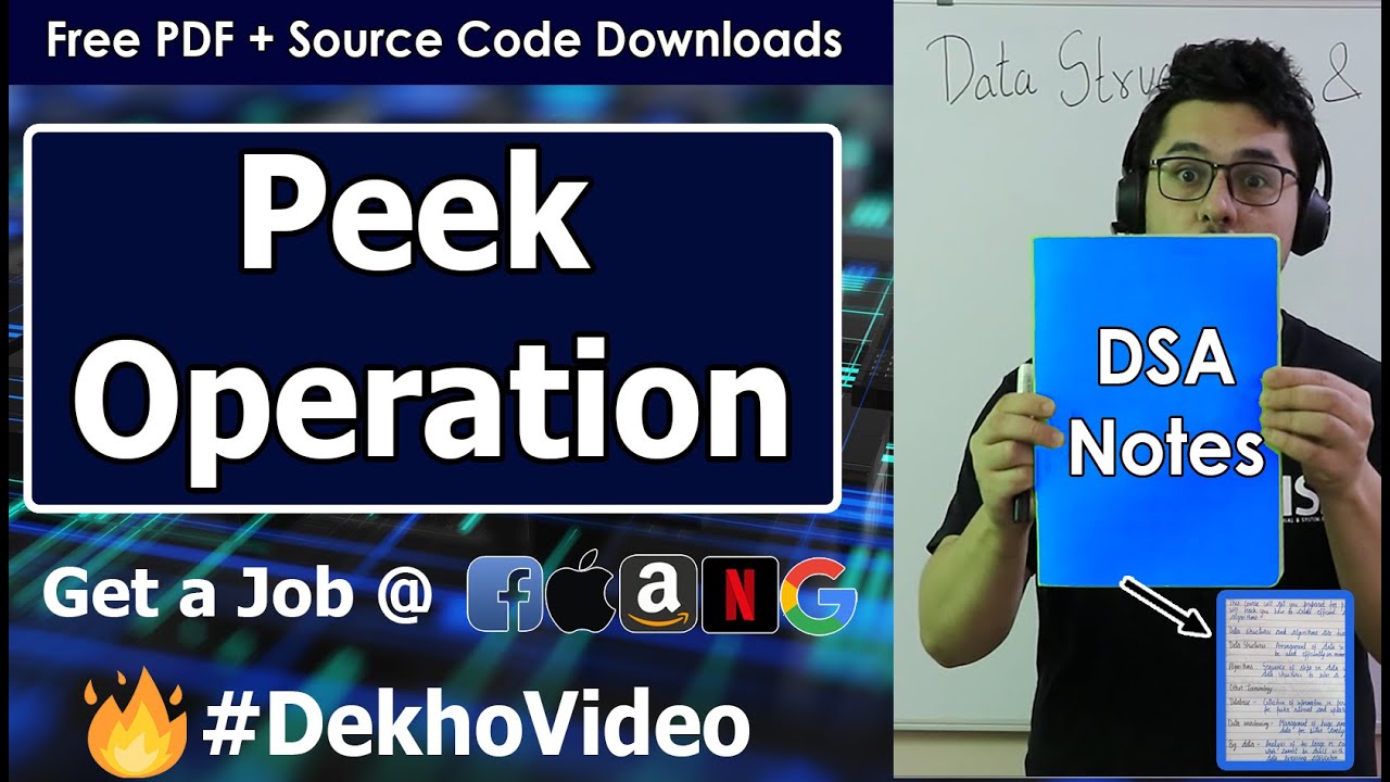 Peek Operation In Stack Using Arrays With C Code Explanation Youtube