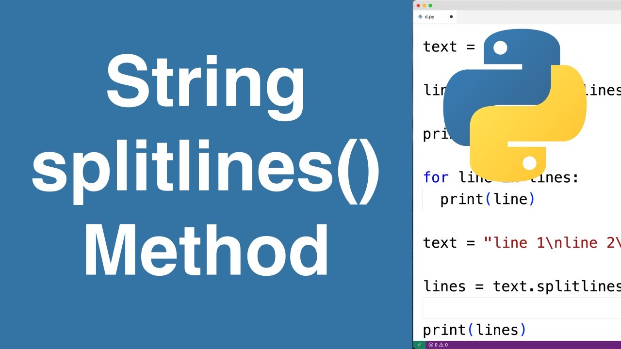 String Splitlines Method Python Tutorial Youtube