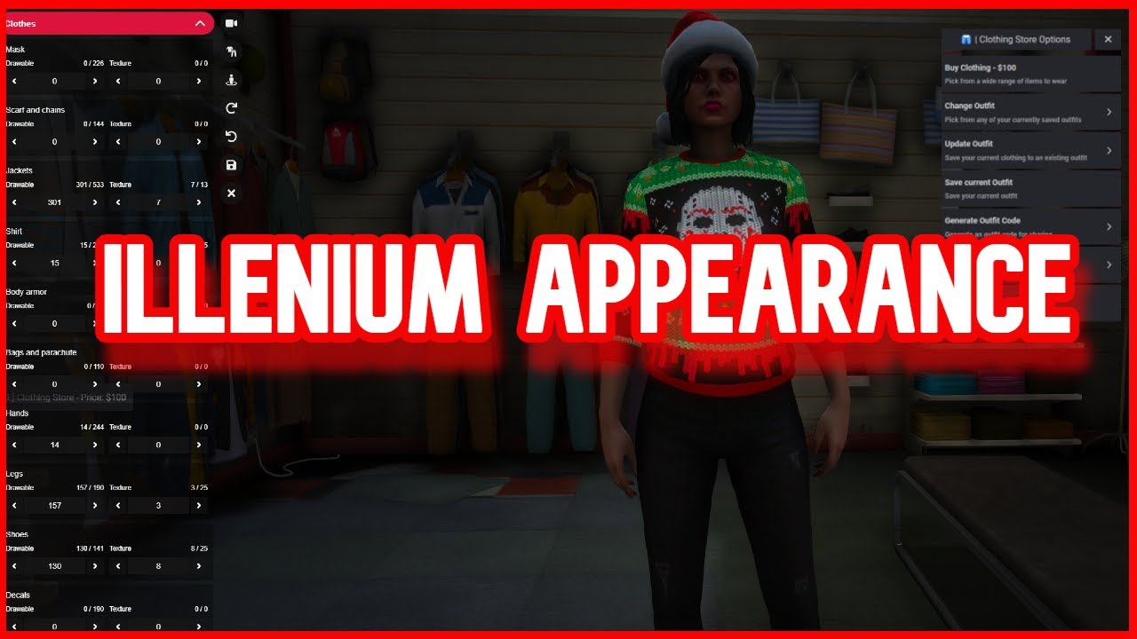 Qbcore Free Clothing Script Illenium Appearance Install Showcase