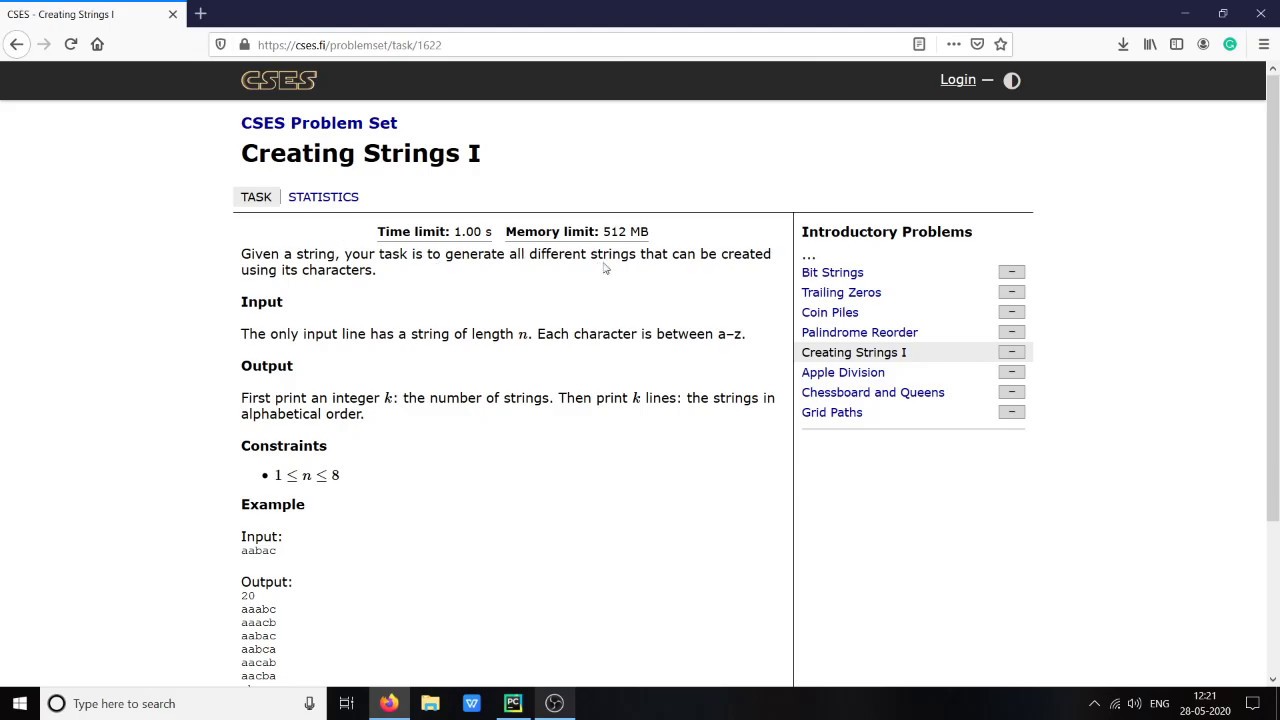 Python Creating String I Algorithm Cses Introductory Problems 13