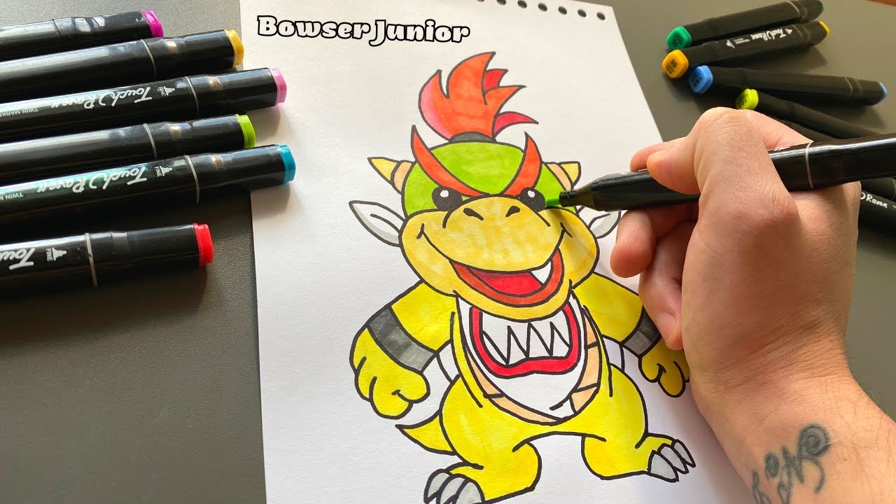 How To Draw Bowser Junior Super Mario Youtube