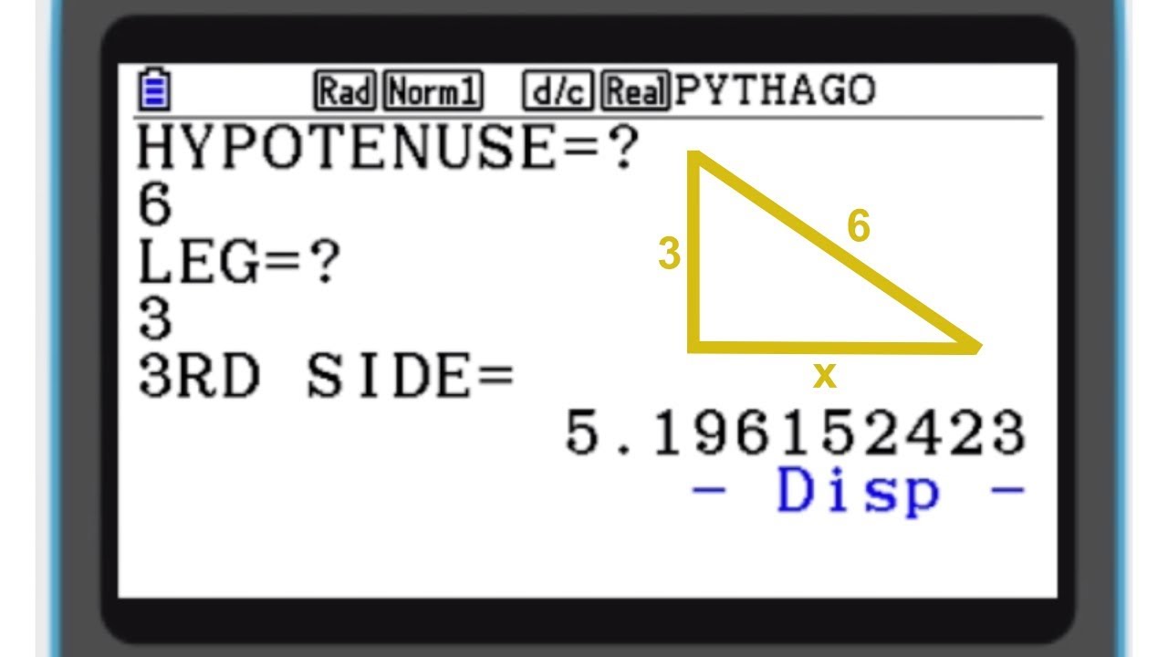 Pythagorean Theorem Program For Casio Fx Graphing Calculators Youtube