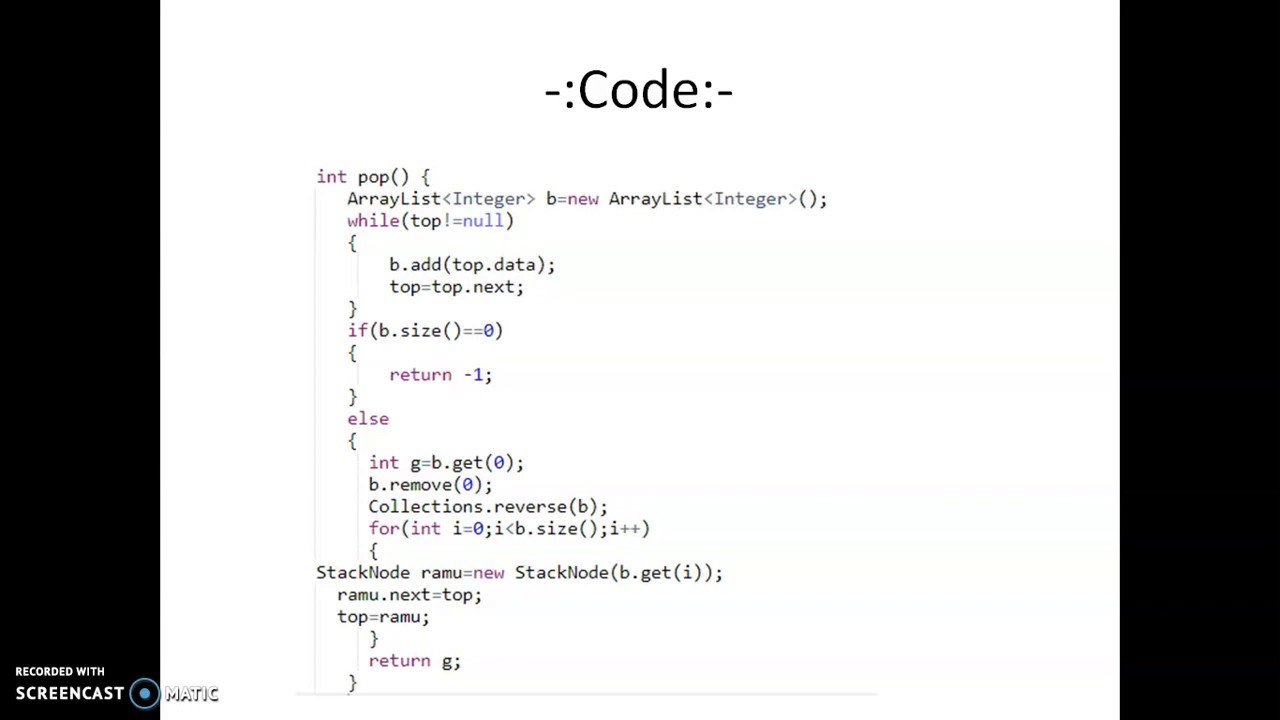 Implement Stack Using Linked List Java Youtube