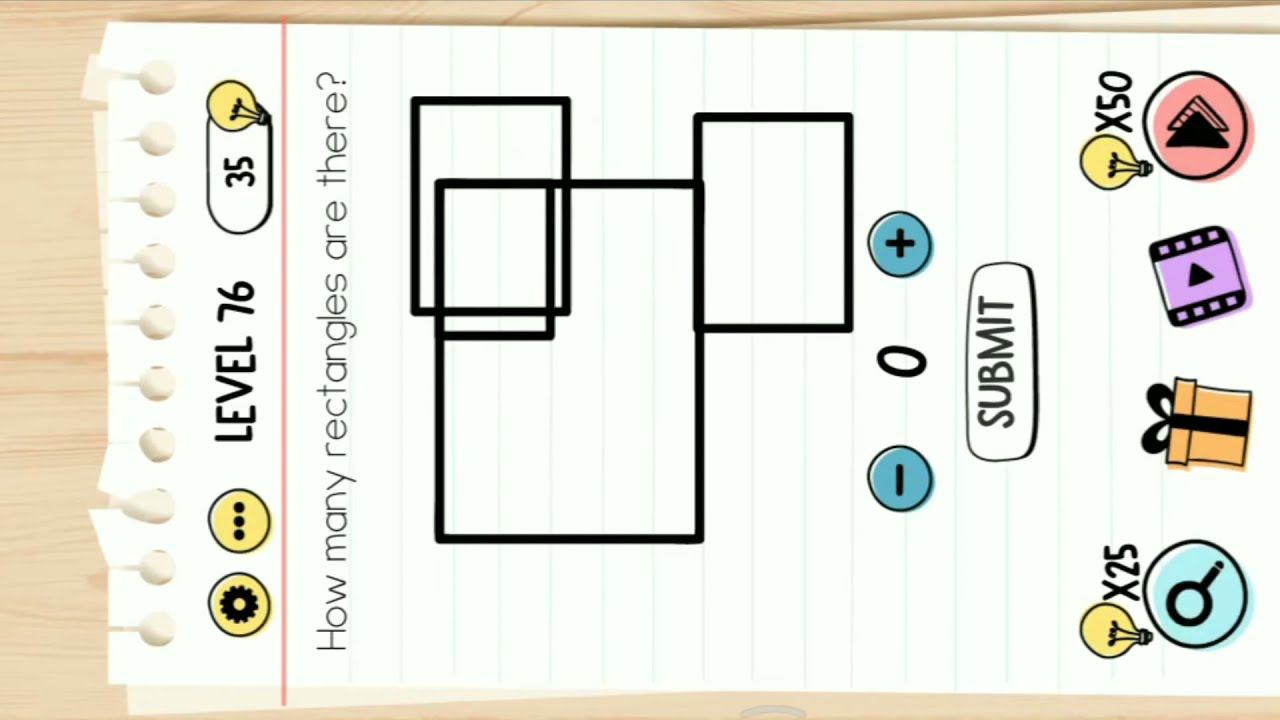 Brain Test Level 76 How Many Rectangles Are There Youtube