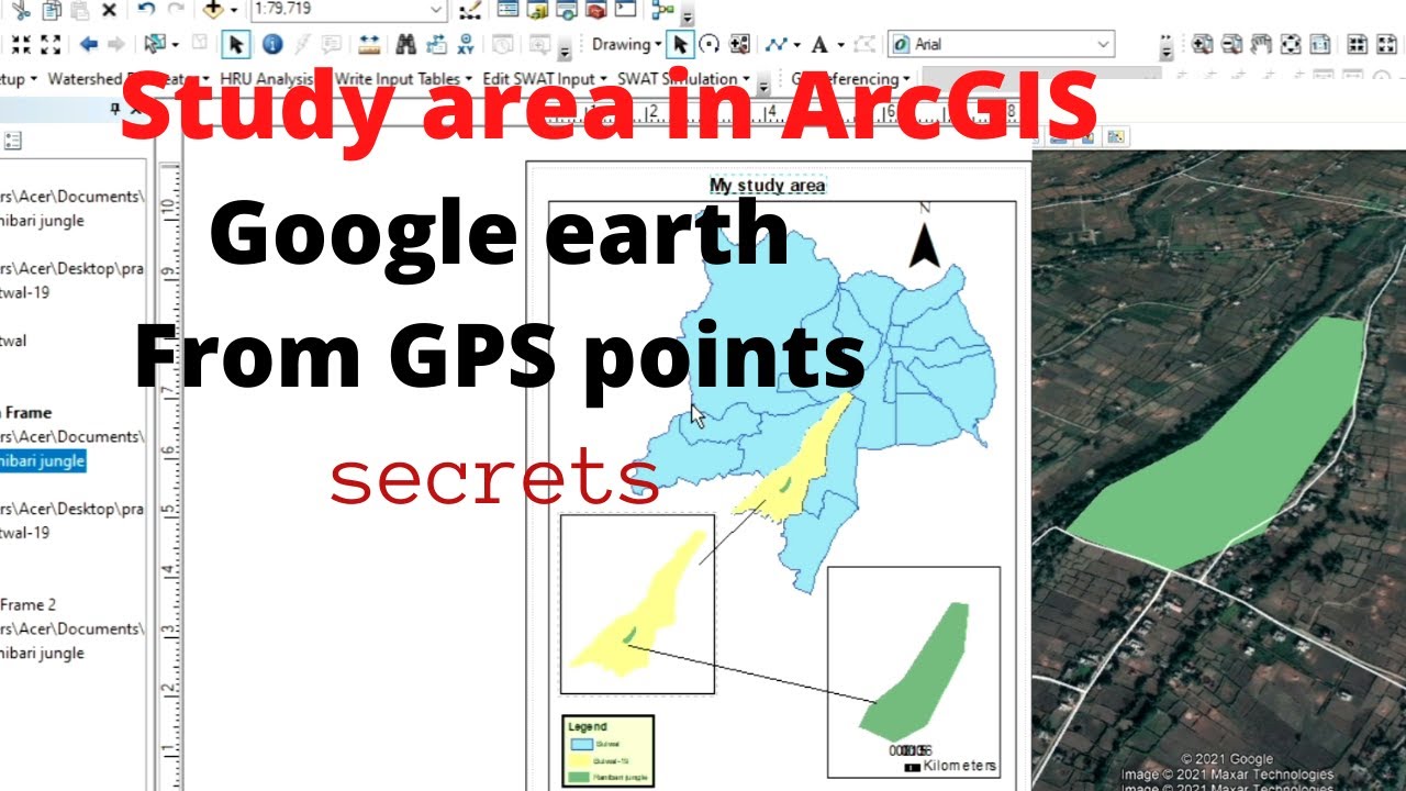 Study Area Map From Gps In Arcgis Google Earth Nepal Youtube