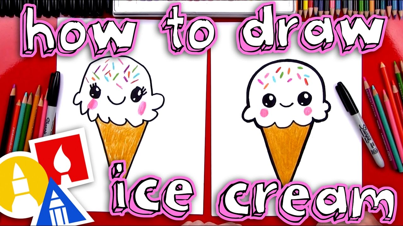How To Draw A Cute Ice Cream Cone Youtube
