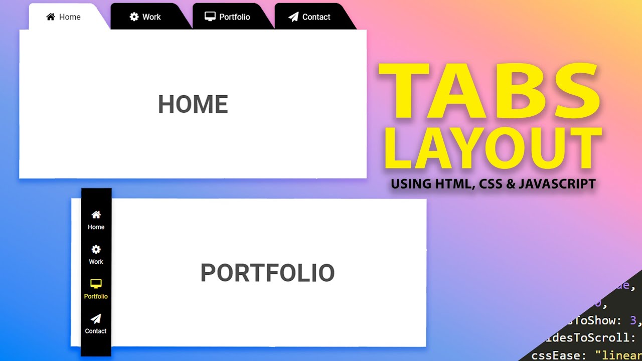 How To Create Tabs Layout Using Html Css Javascript Animated
