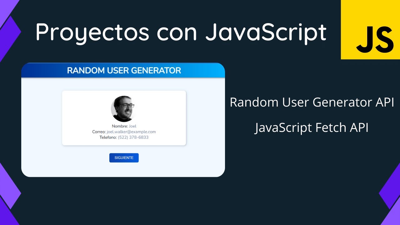 Fetch Proyecto Javascript Random User Generator Youtube