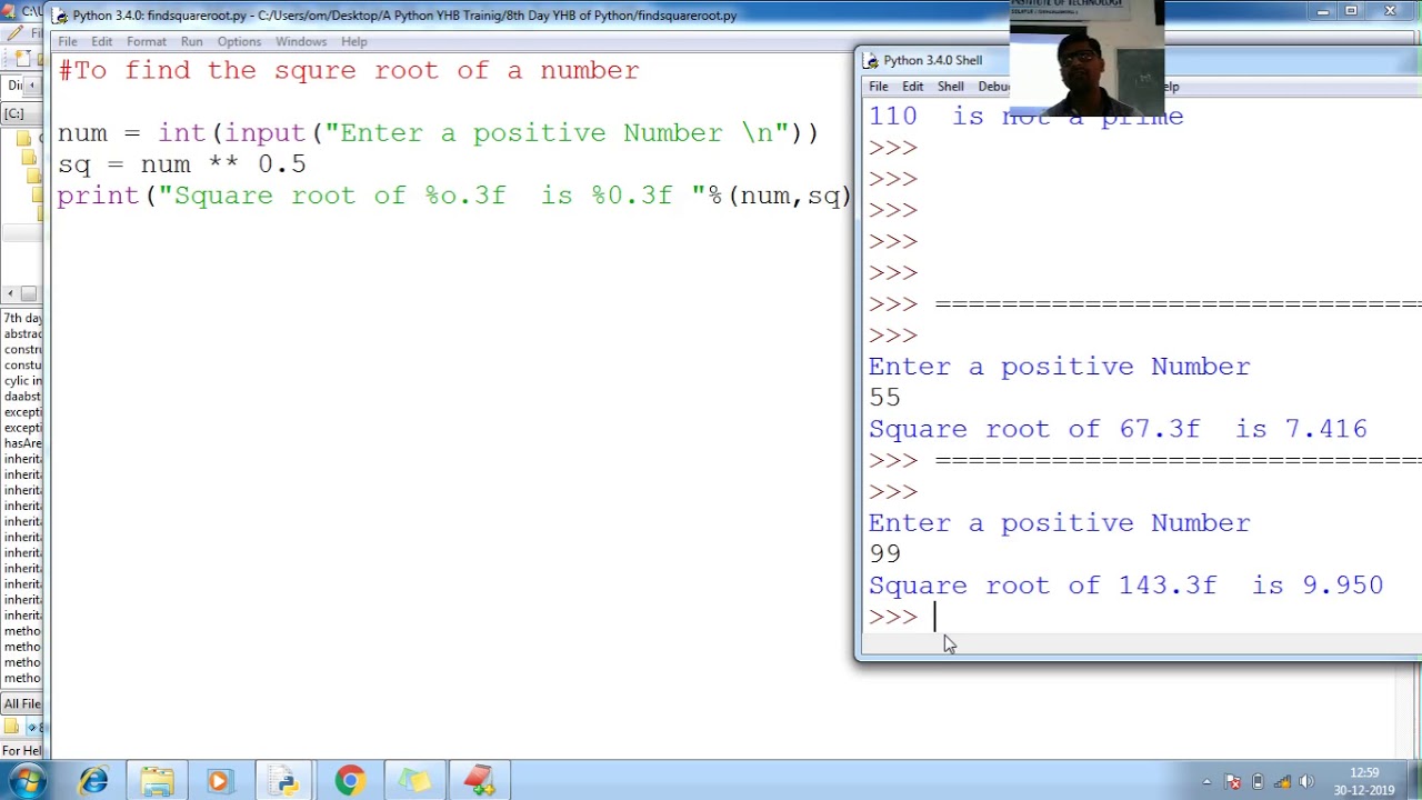 206 Python Find Square Root Of Number Python Programming Tutorial For