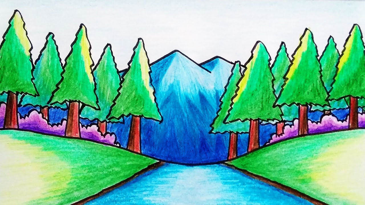 How To Draw A Forest Landscape Step By Step