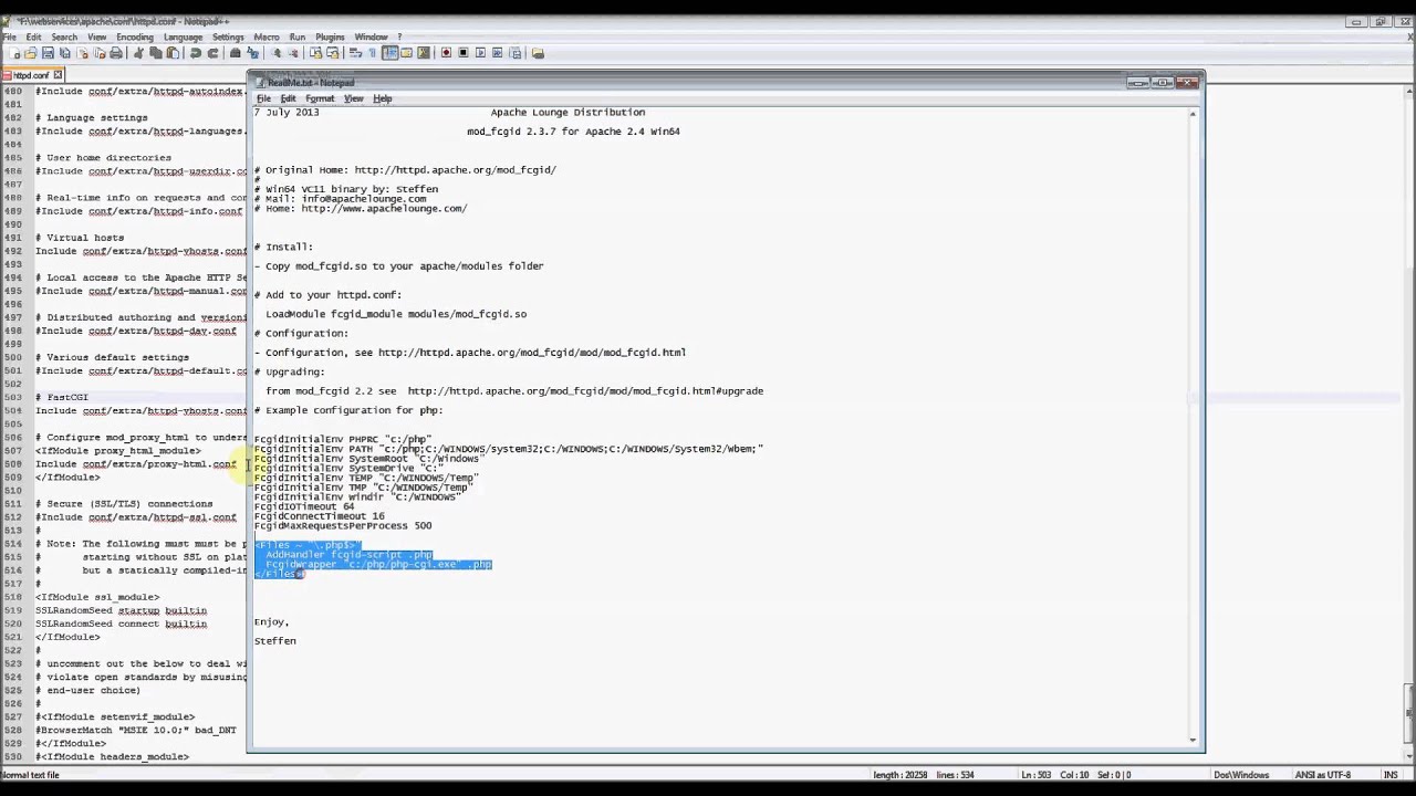 Setting Up Php To Run Under Fastcgi In Apache On Windows Youtube