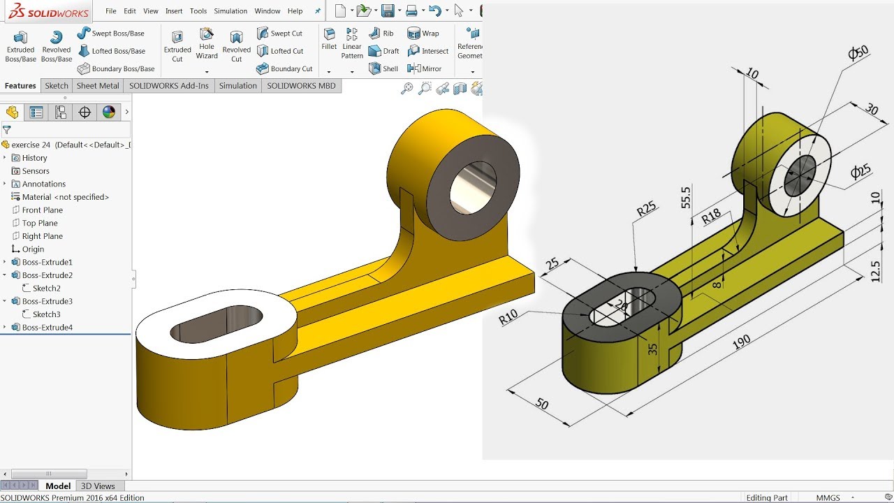 Solidworks Tutorial For Beginners Exercise 24 Youtube
