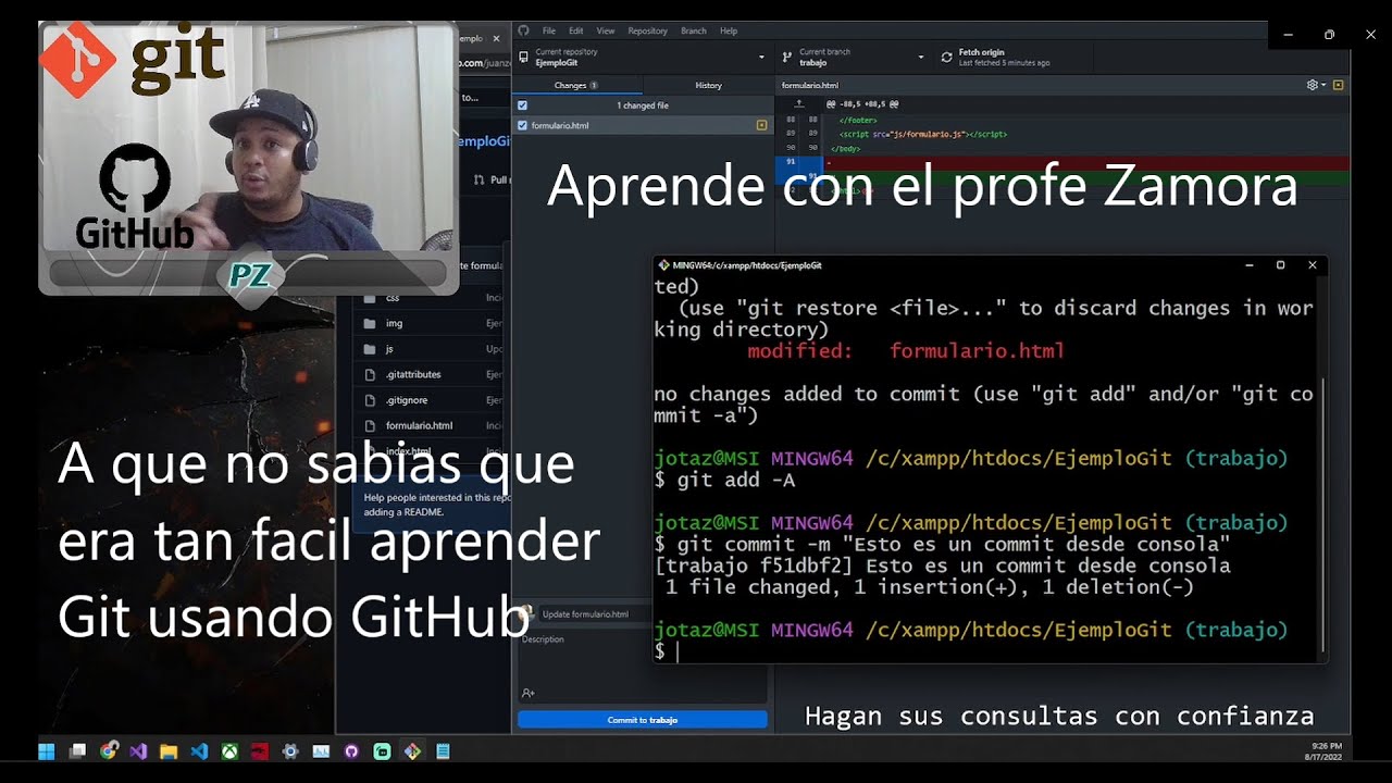 Trabajar Con Repositorios De Código Usando Git Y Github Conmigo Lo