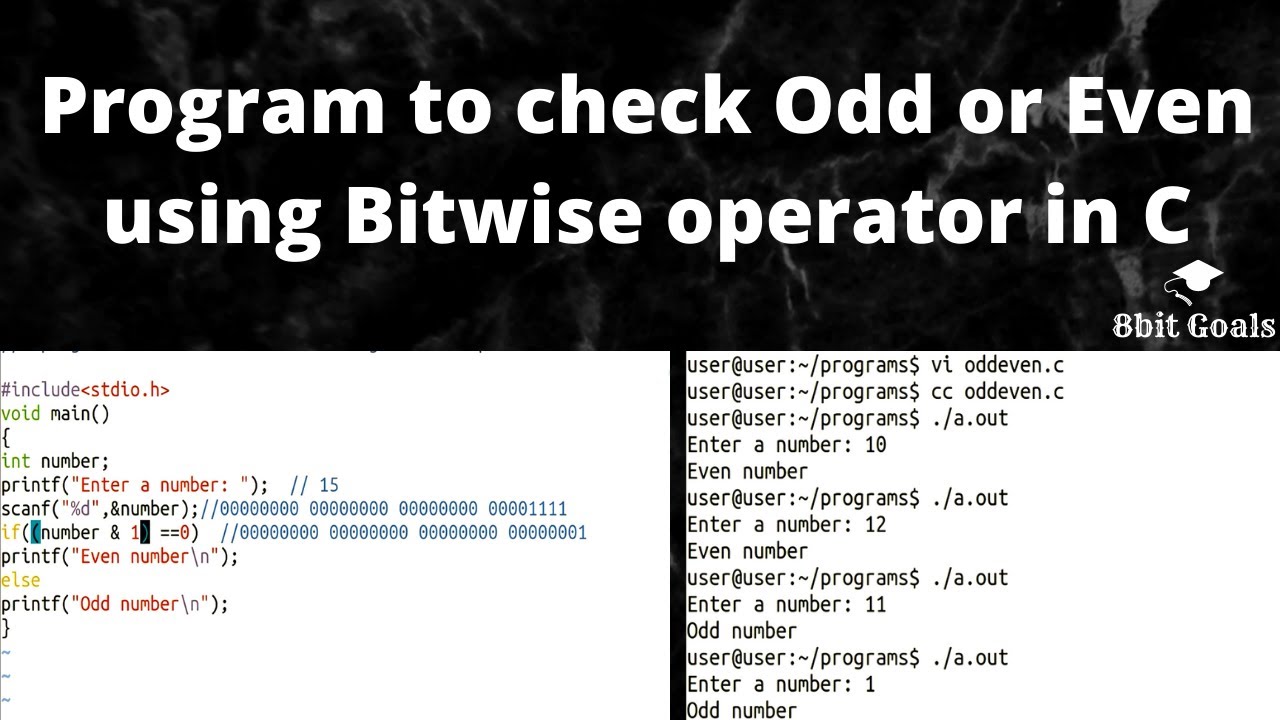 Program To Check Odd Or Even Using Bitwise Operator In C Tamil Youtube