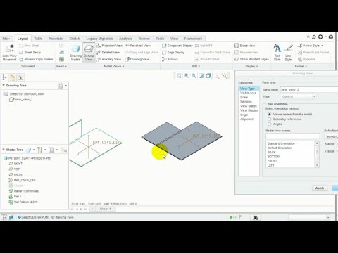 Creo Sheetmetal Flat View In Drawing Youtube