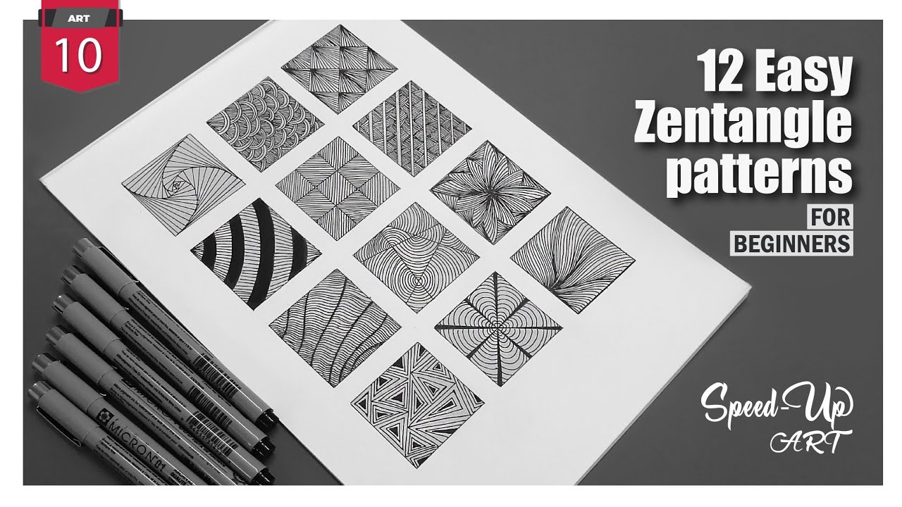 12 Zentangle Patterns Doodle Patterns Speed Up Art Tutorial For