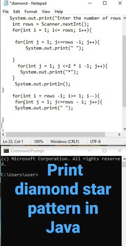Java Program To Print Diamond Pattern Print Diamond Star Pattern In