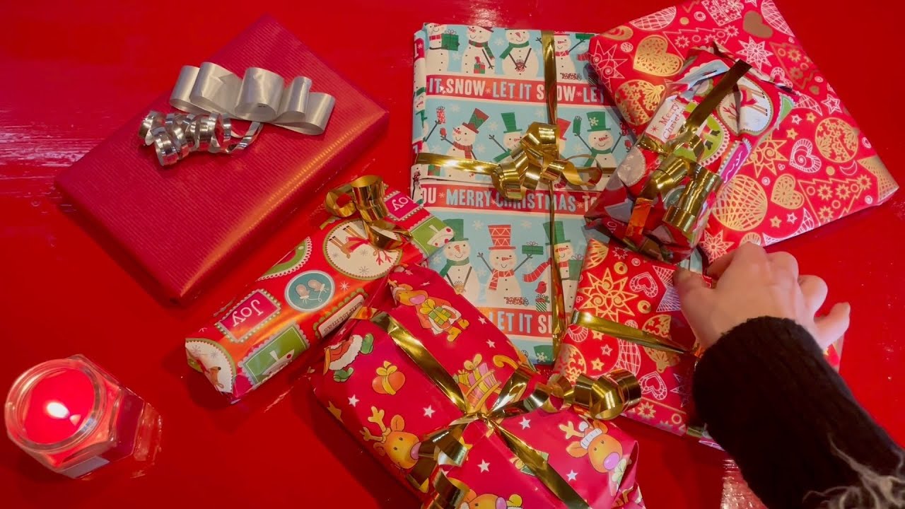 Asmr Wrapping Gifts Paper Card Scissors Tapping No Talking Youtube