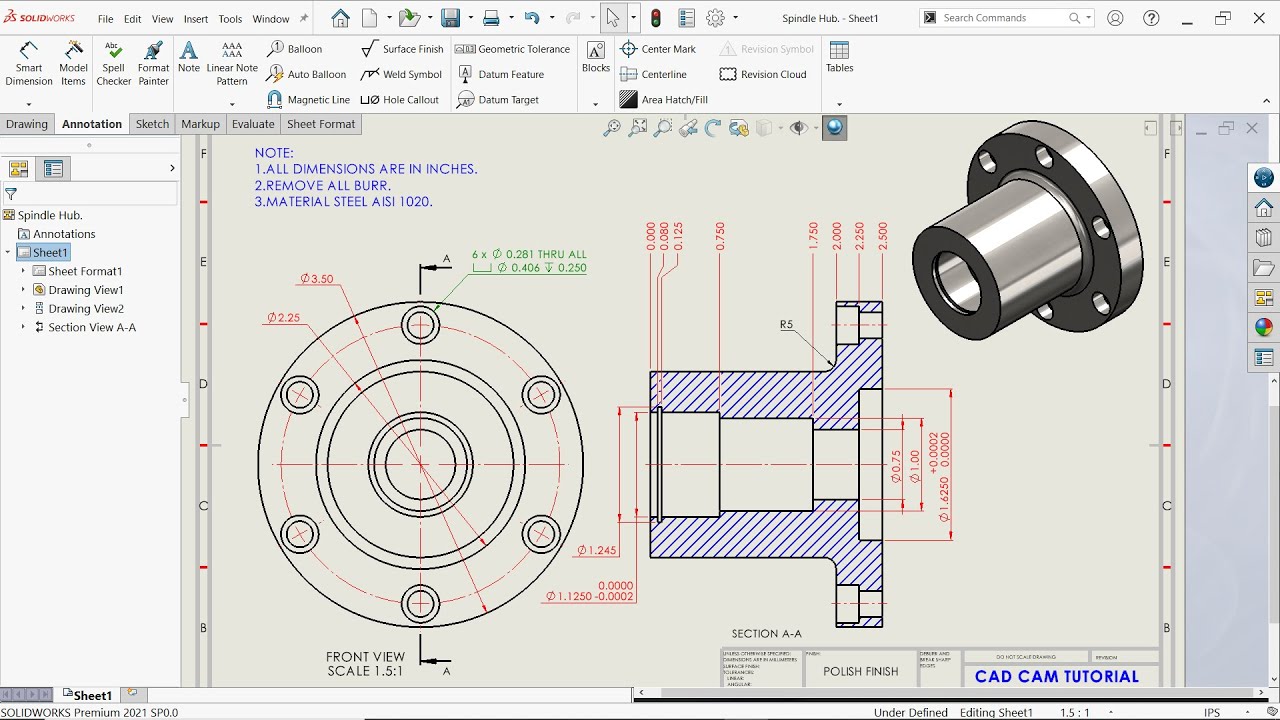 Make Drawing From Part In Solidworks Solidworks Drawing Youtube