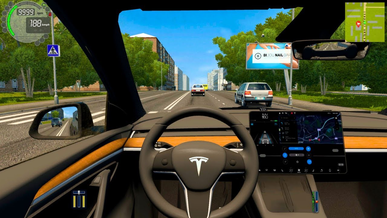 City Car Driving Tesla Model Y Steering Wheel 2023 Gameplay Youtube