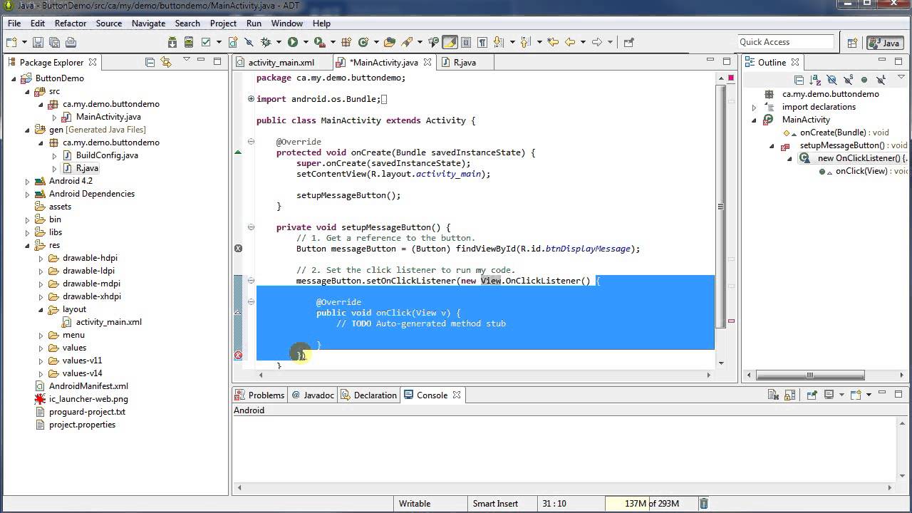 Button Tutorial Android Programming Youtube
