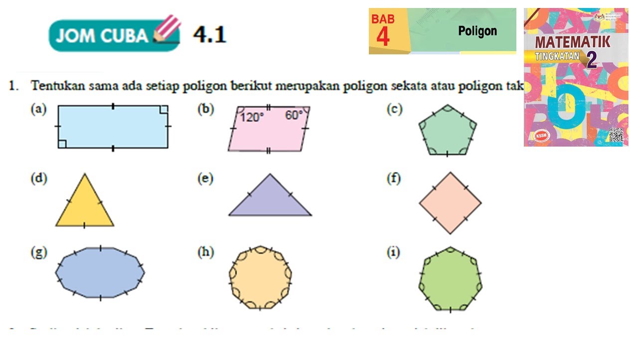 Kssm Matematik Tingkatan 2 Bab 4 Poligon Jom Cuba 4 1 No1 Buku Teks
