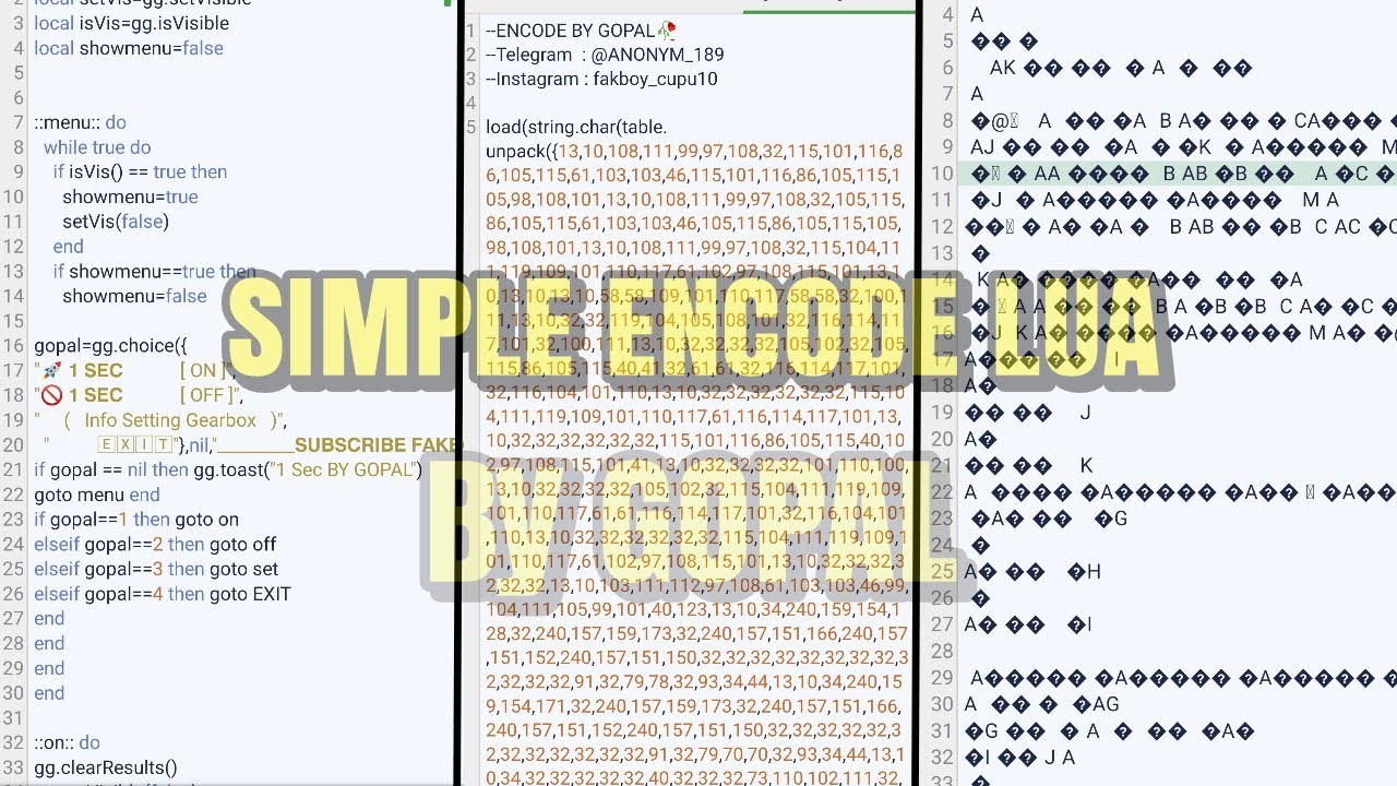 Simple Encode Encrypt Script Lua By Gopal Part 1 Youtube