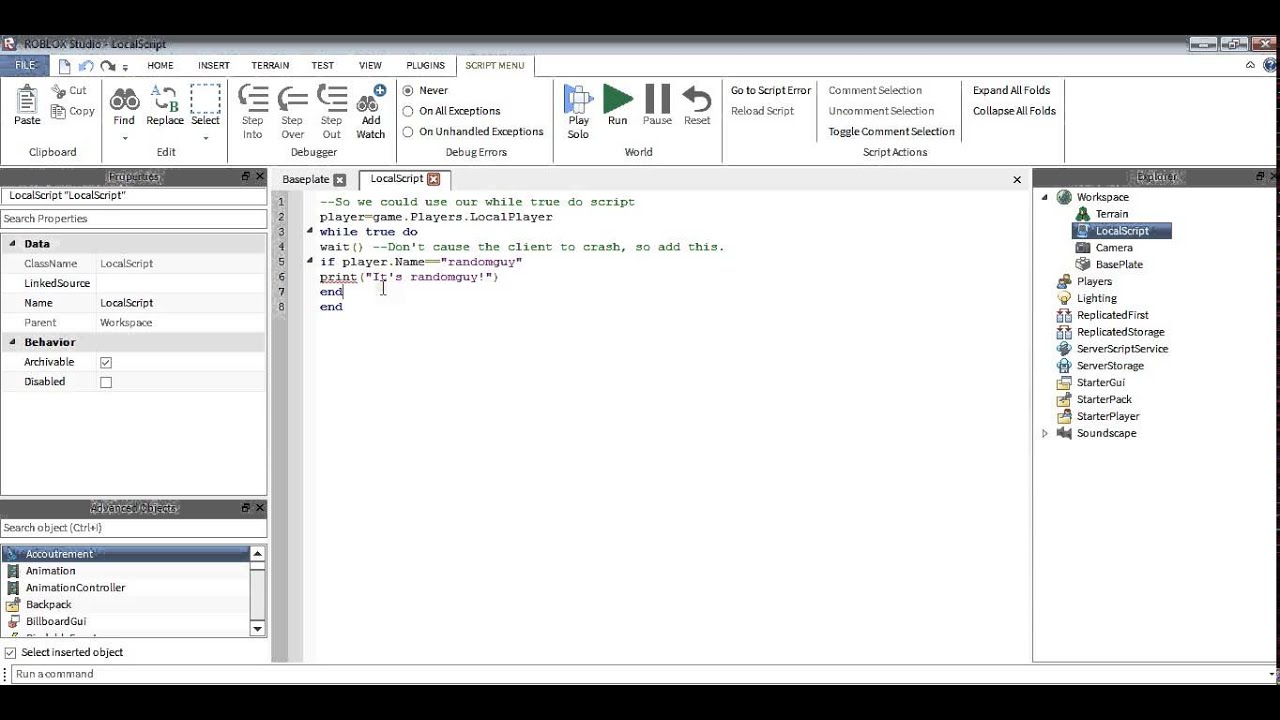 Roblox Scripting Tutorial Local Scripts Youtube