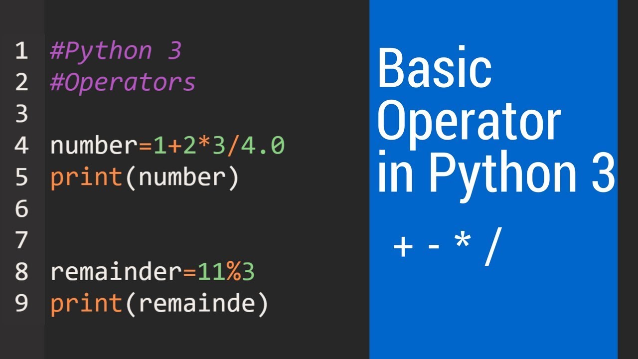 Python Tutorial Using Basic Operators In Python Beginner Level Youtube