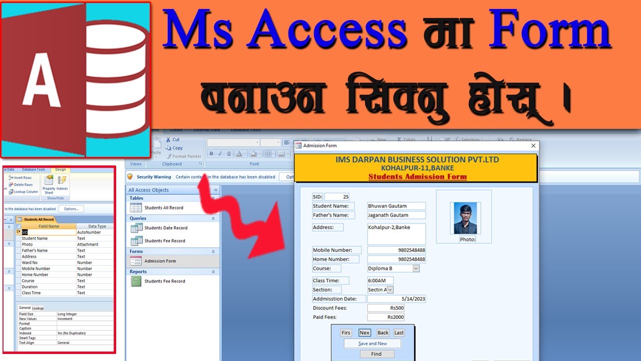 How To Create Form In Ms Access Form In Ms Access Youtube