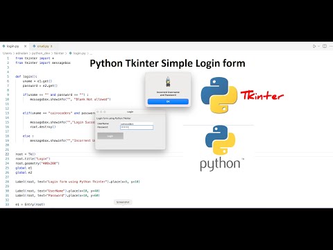 Python Tkinter Simple Login Form Youtube