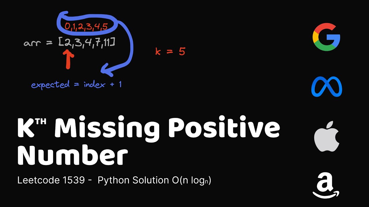 Leetcode 1539 Kth Missing Positive Number Python Solution Youtube