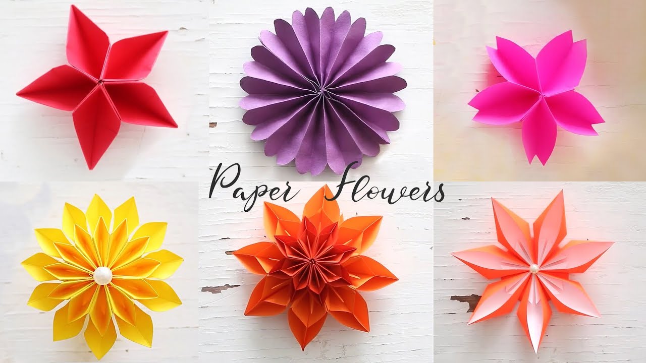 6 Easy Paper Flowers Flower Making Diy Youtube