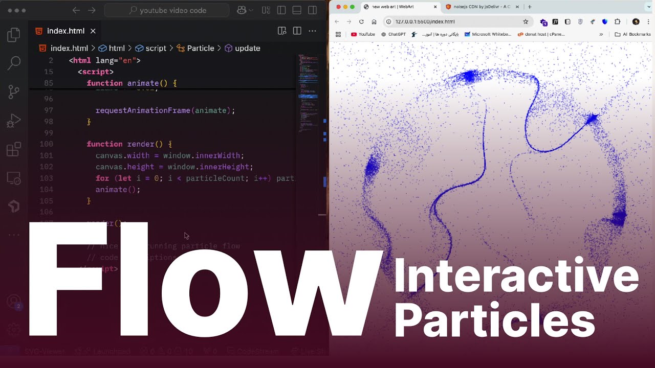 Interactive Particle Flow Effect With Javascript Stunning Background