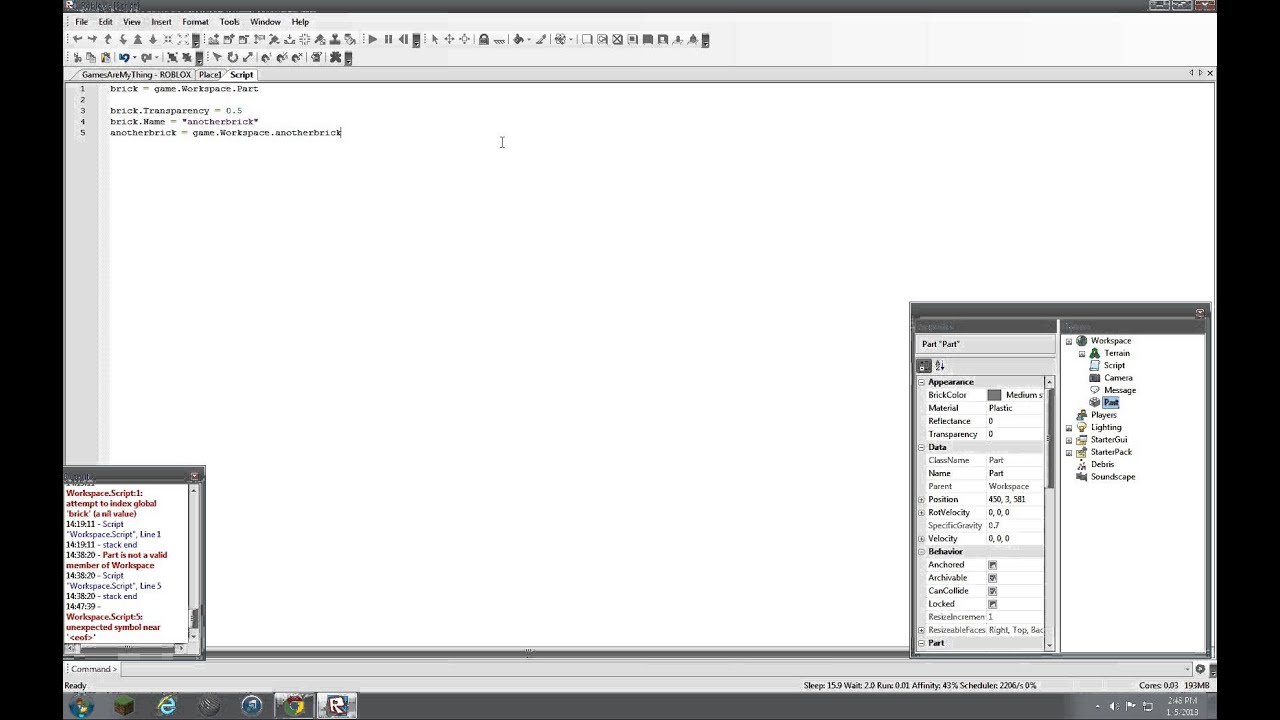 Roblox Lua Scripting Tutorial 3 Properties Youtube