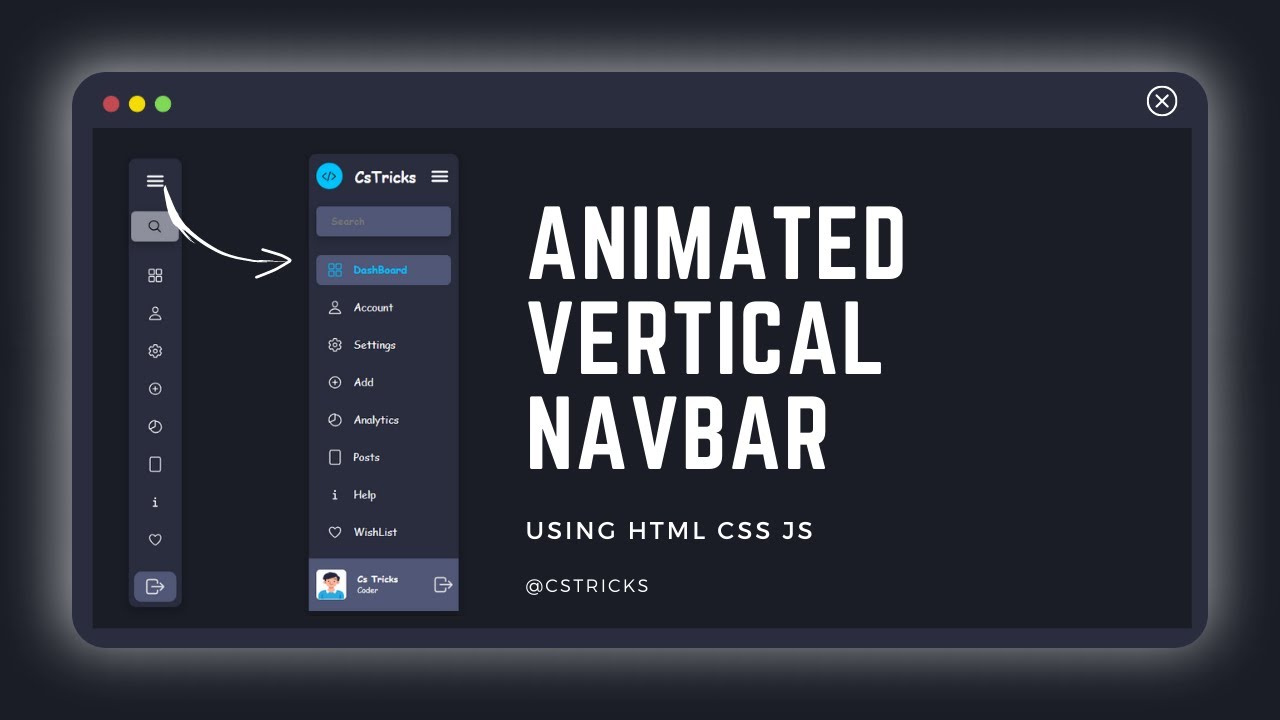 Animated Vertical Navbar Using Html Css Js Web Design Cstricks
