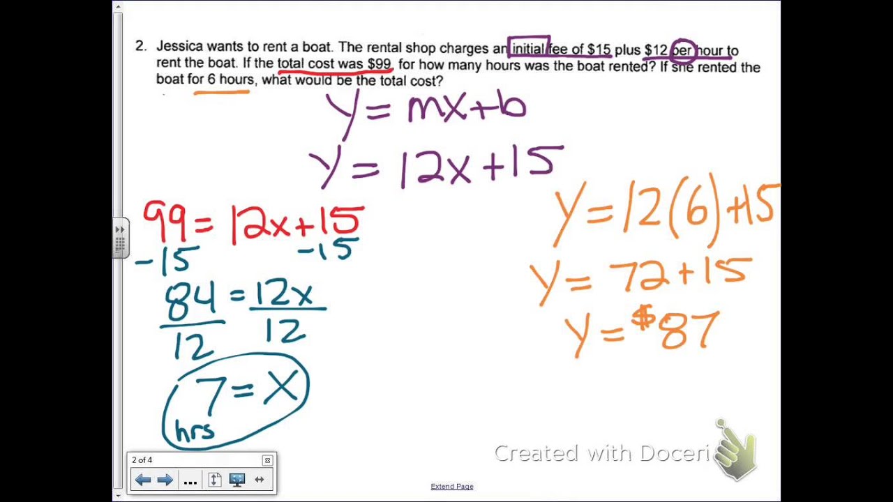 Determine Linear Equation From Table