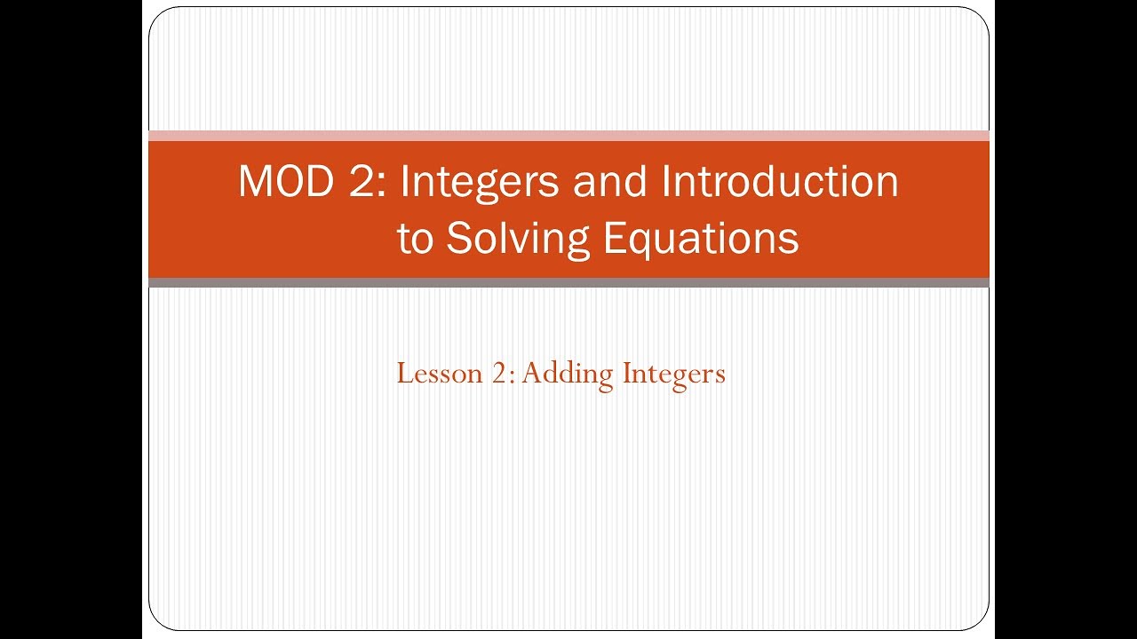 Adding Integers Youtube