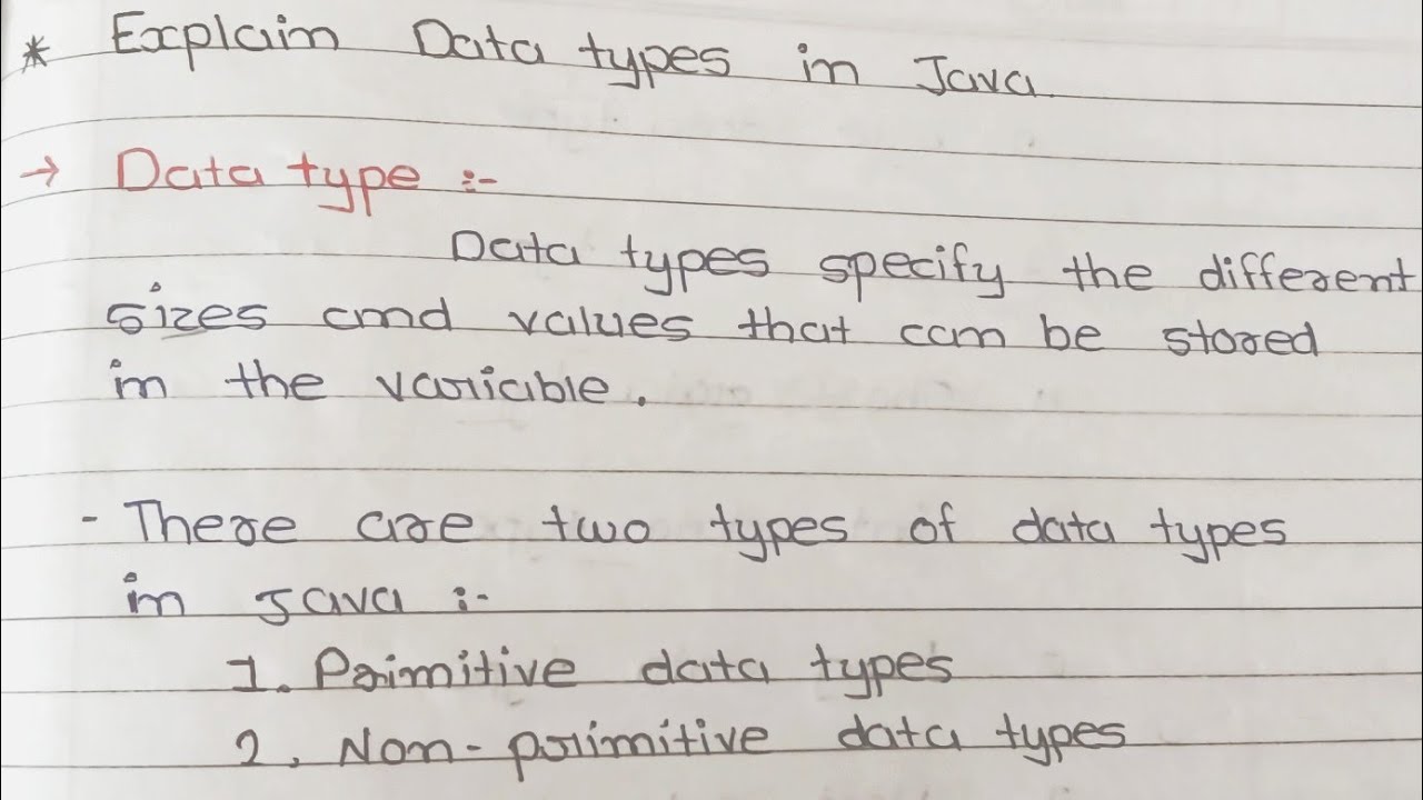 Explain Data Types In Java In Hindi Youtube