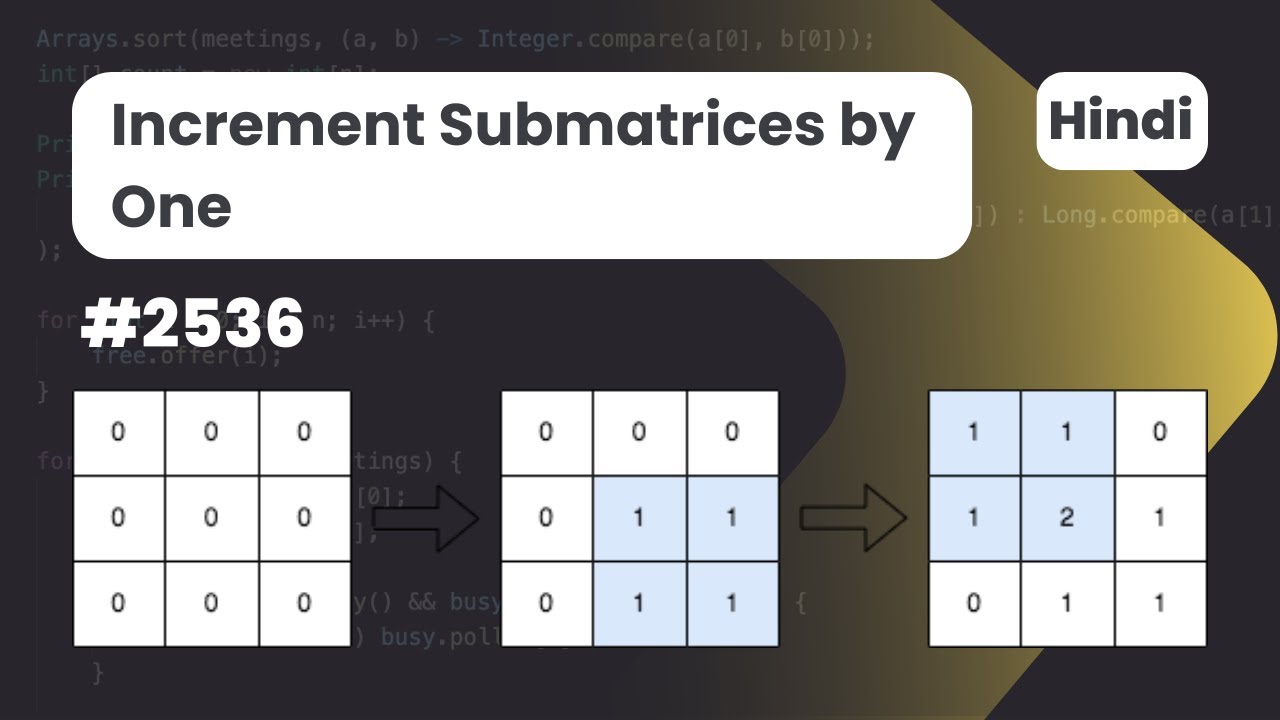 Increment Submatrices By One Leetcode 2536 Dsa Hindi Explaination