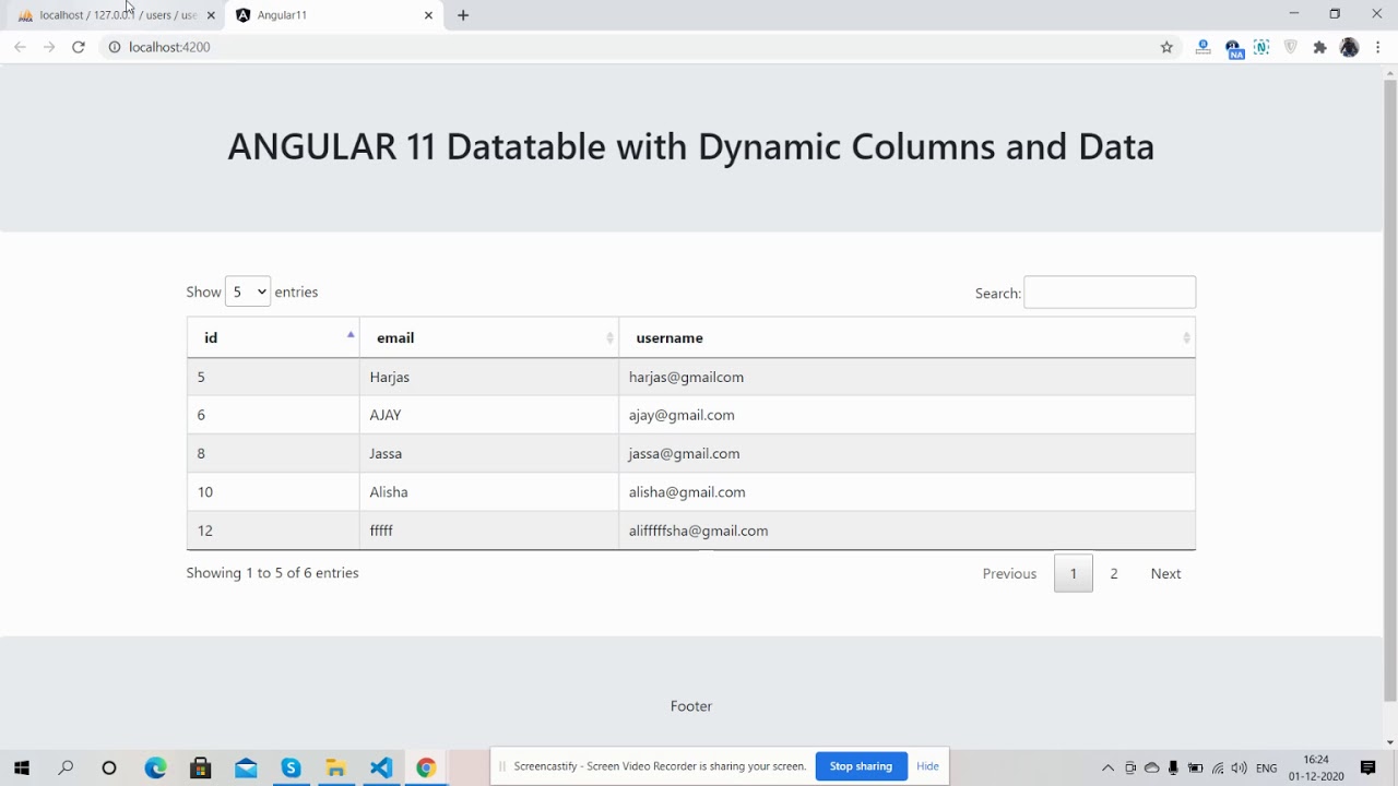 Angular Datatable With Dynamic Columns And Data Youtube