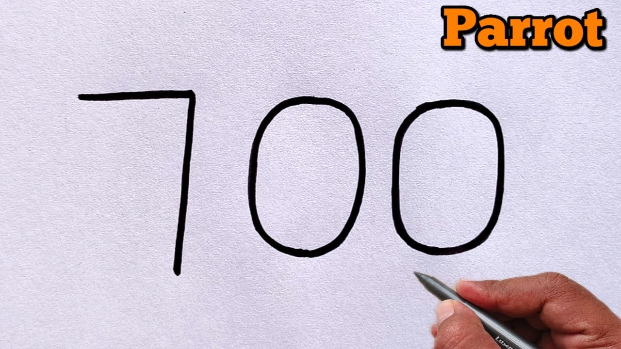 How To Draw Parrot From Number 66 Parrot Drawing Easy Tutorial