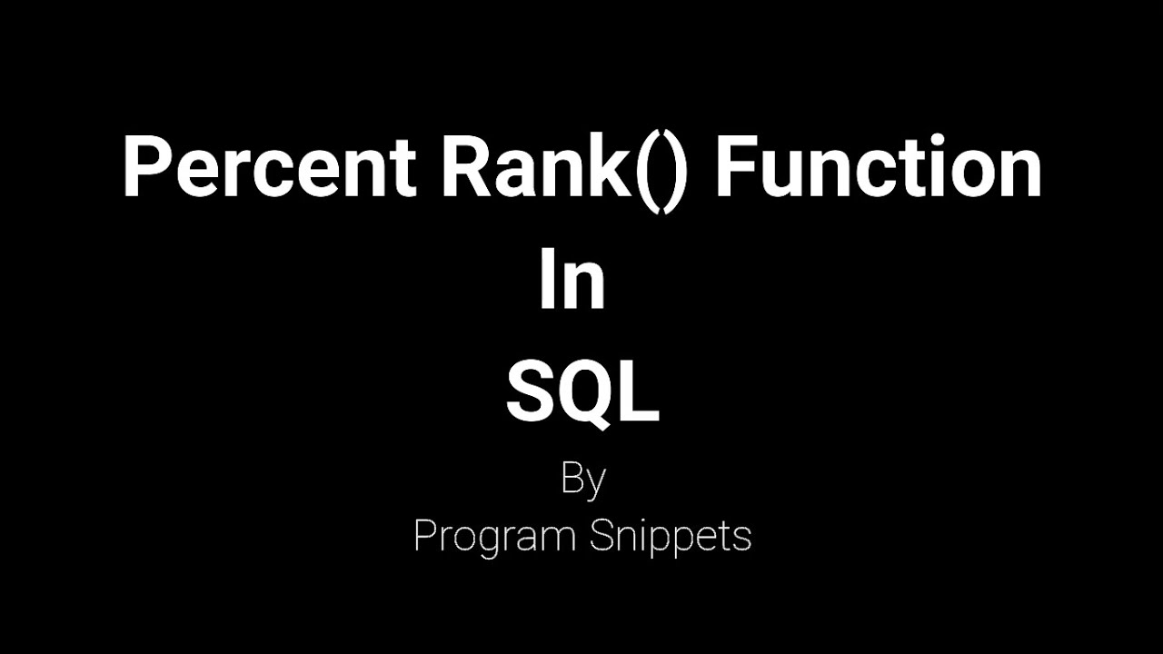 Percent Rank Function In Ms Sql Server Youtube