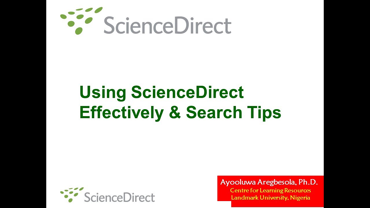 Using Sciencedirect Effectively Youtube