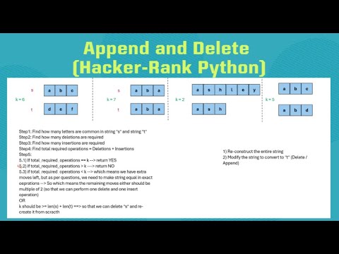 Hackerrank Append And Delete Python Youtube