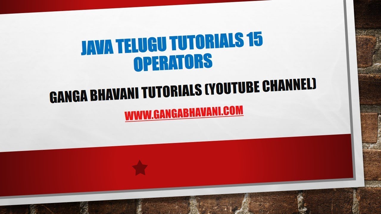 Java Tutorials In Telugu Operators Part 1 Youtube