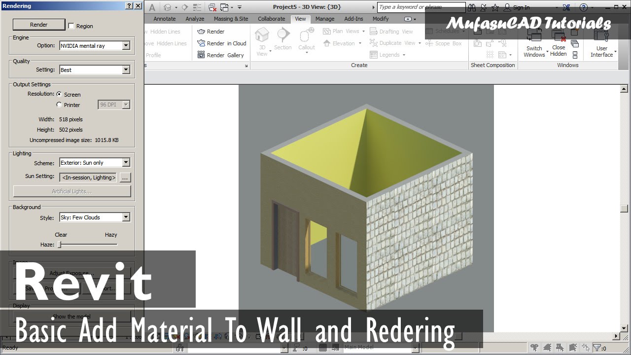 Revit Beginner How To Add Material And Rendering Basic Youtube